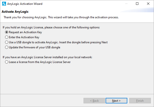 Activating AnyLogic with the key | AnyLogic Help