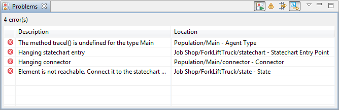 Problems view | AnyLogic Help